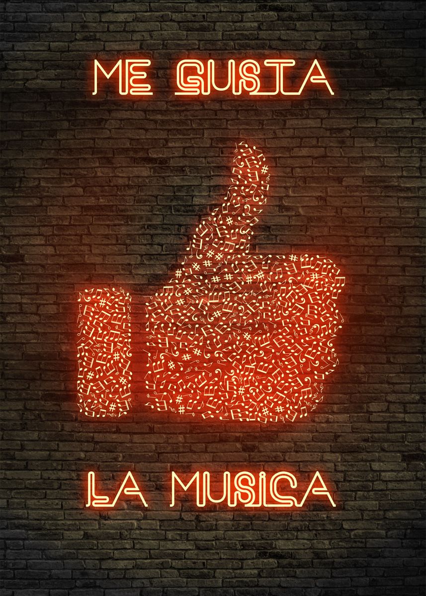 'ME GUSTA LA MUSICA' Poster, picture, metal print, paint by POSTERING ...