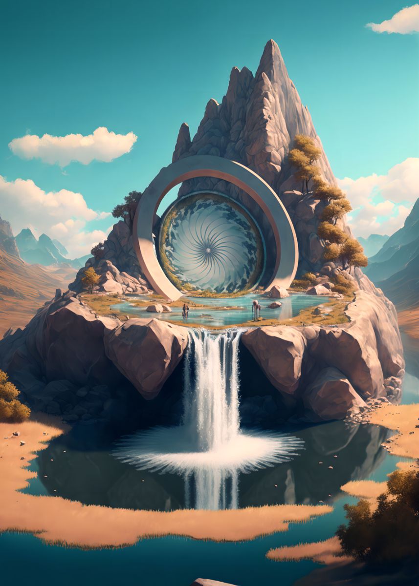 'Perpetual Waterfall III' Poster, picture, metal print, paint by ...