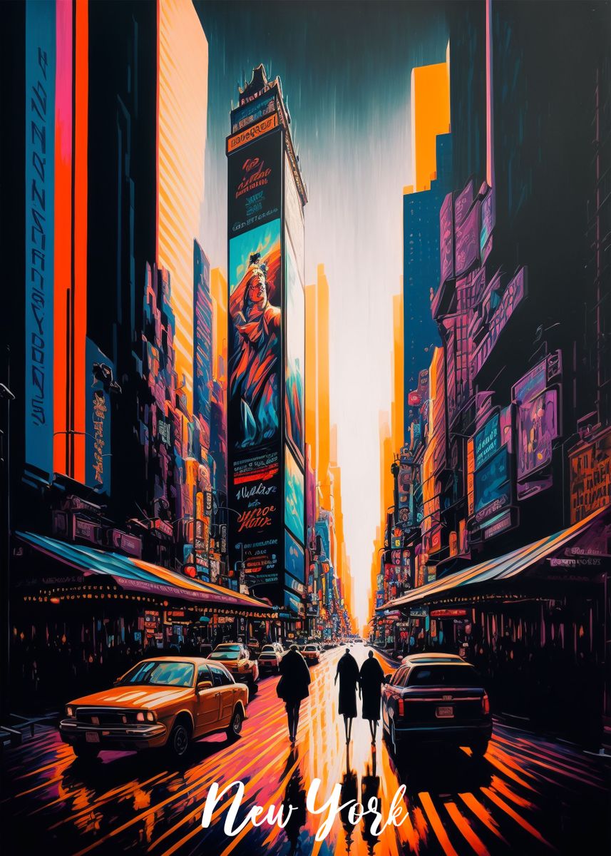 'New York Times Square' Poster, picture, metal print, paint by ...