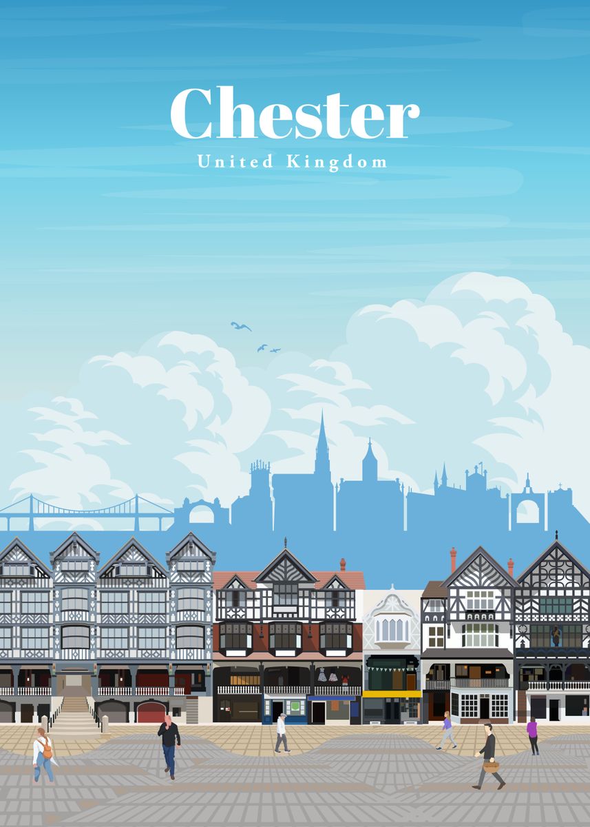 'Travel to Chester' Poster, picture, metal print, paint by Studio 324 ...