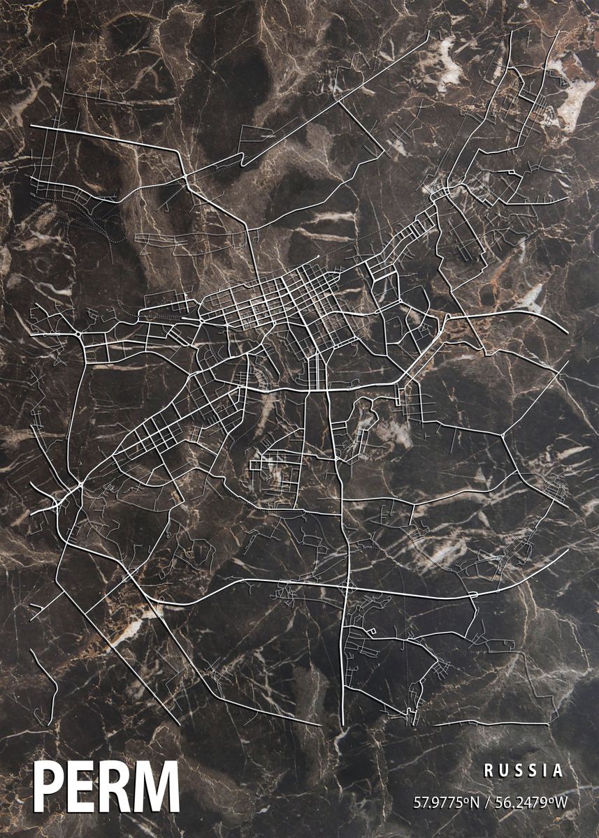 'PERM CITY MAP' Poster, picture, metal print, paint by Nae | Displate