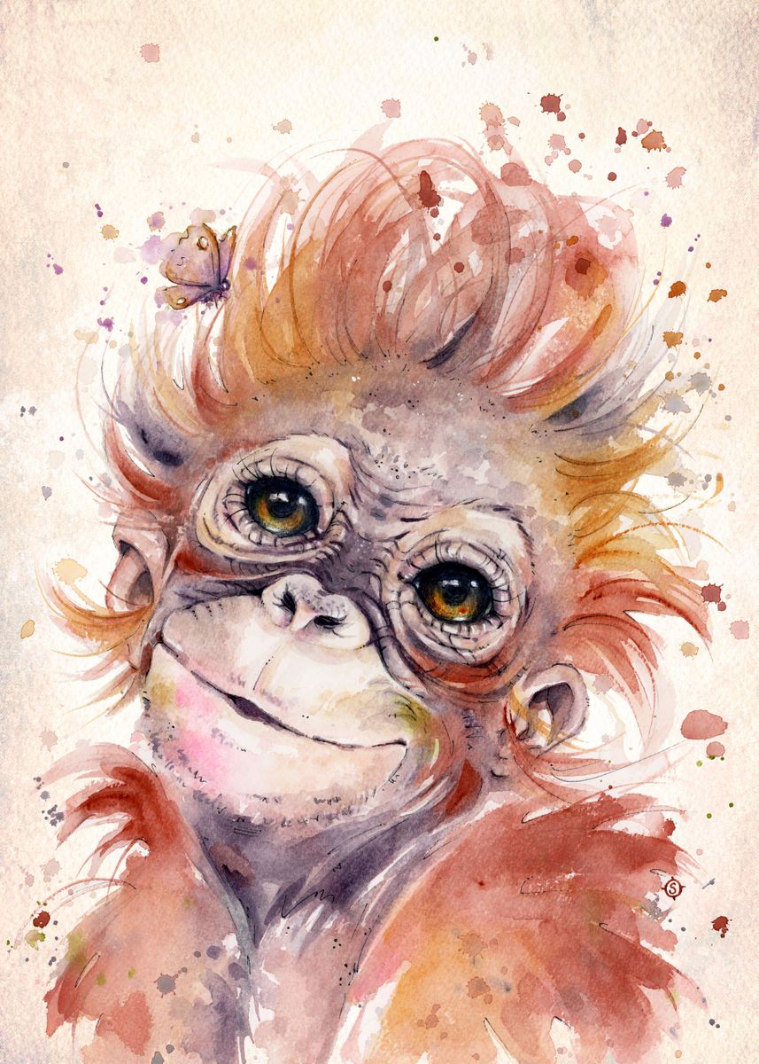 'Little Monkey' Poster, picture, metal print, paint by Sillier Than ...