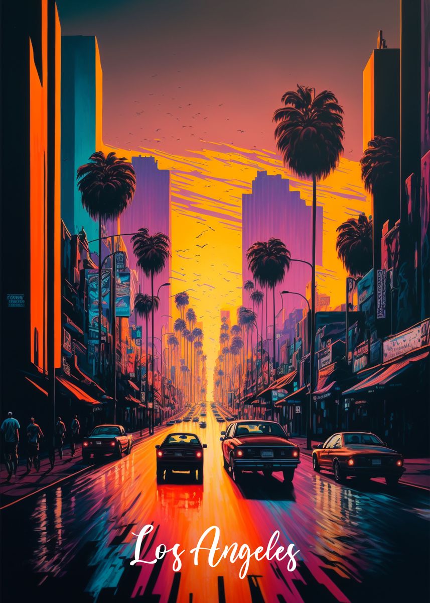 'Los Angeles' Poster, picture, metal print, paint by BnWDesigner | Displate