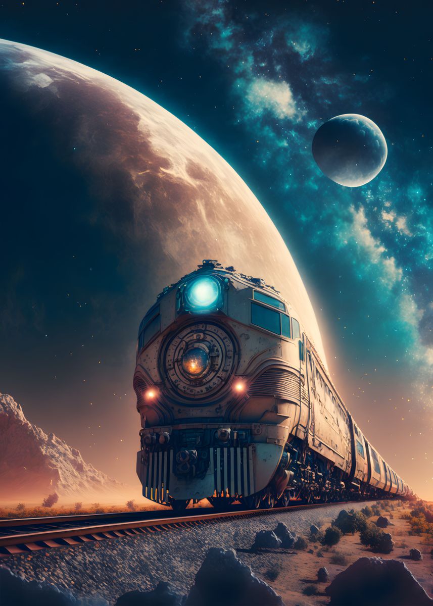 'Fantasy Train Alien Moon' Poster, picture, metal print, paint by Pixel ...