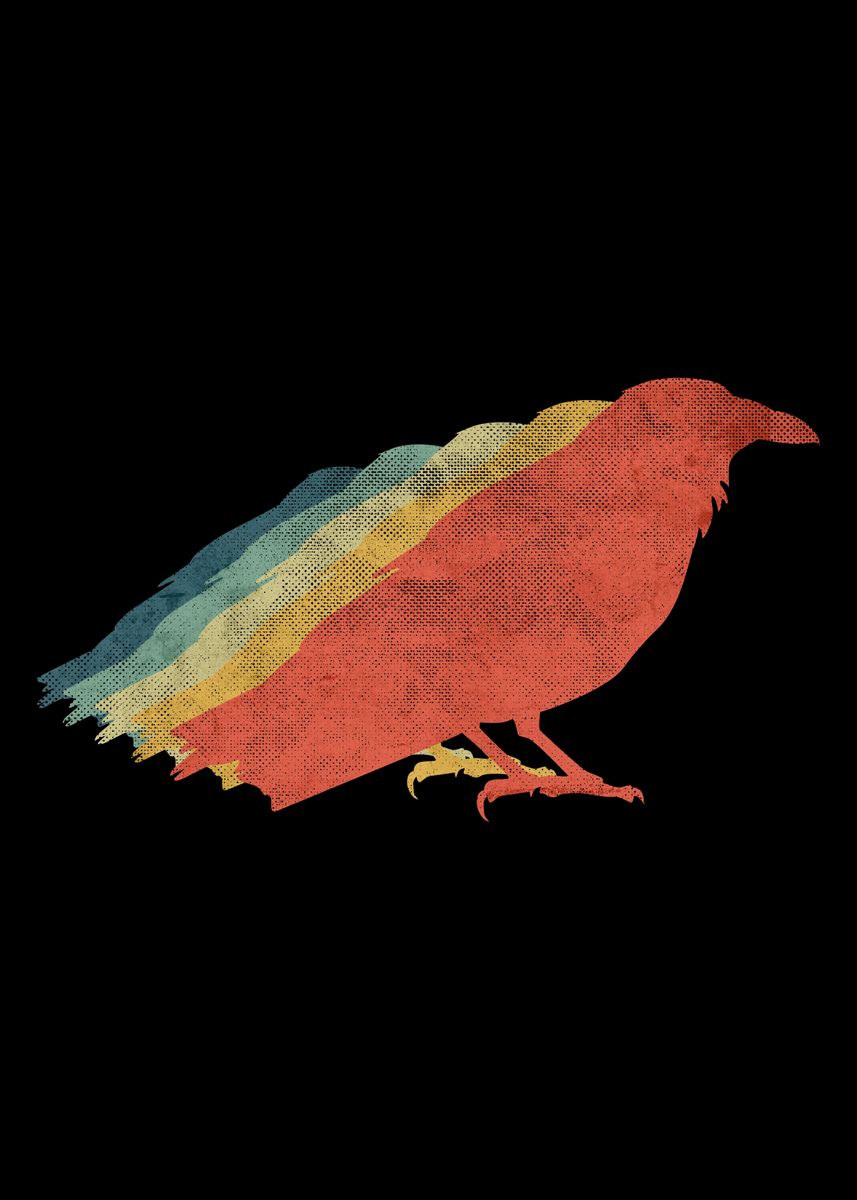 'Raven Retro Vintage Color' Poster, picture, metal print, paint by El ...