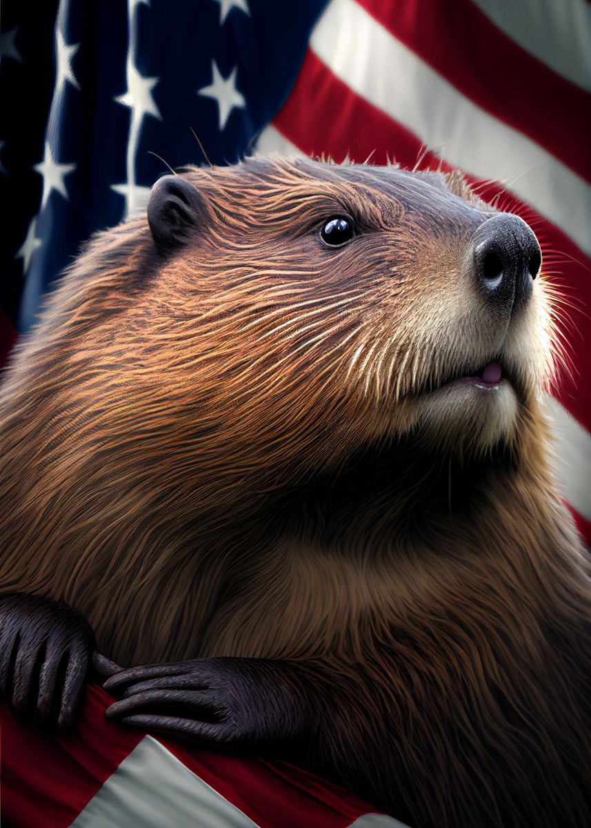 'Beaver USA Flag' Poster, picture, metal print, paint by DecoyDesign ...