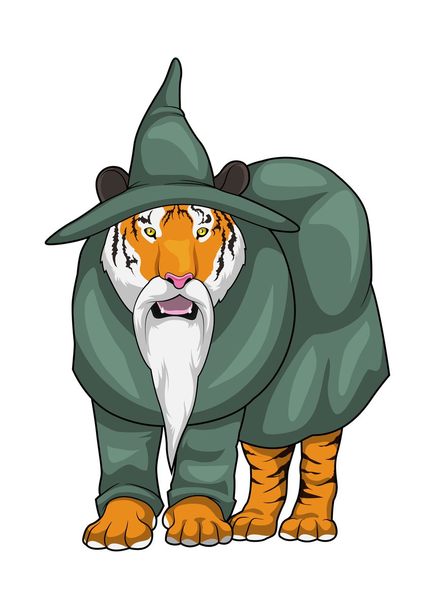 'Tiger Wizard Hat' Poster, picture, metal print, paint by Markus ...