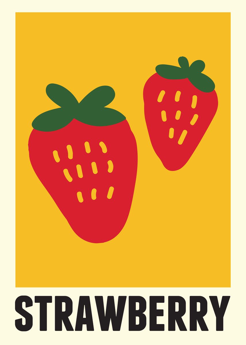 'Minimal Strawberry Poster' Poster, picture, metal print, paint by ...