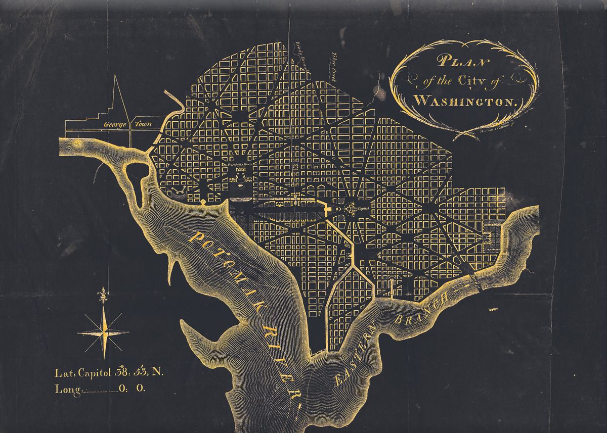 'Washington DC vintage map' Poster by Vardi Creations | Displate