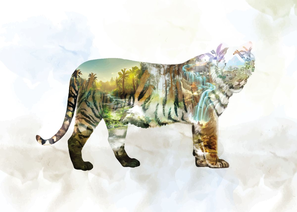 'Tiger Surreal ' Poster by Art Creative | Displate