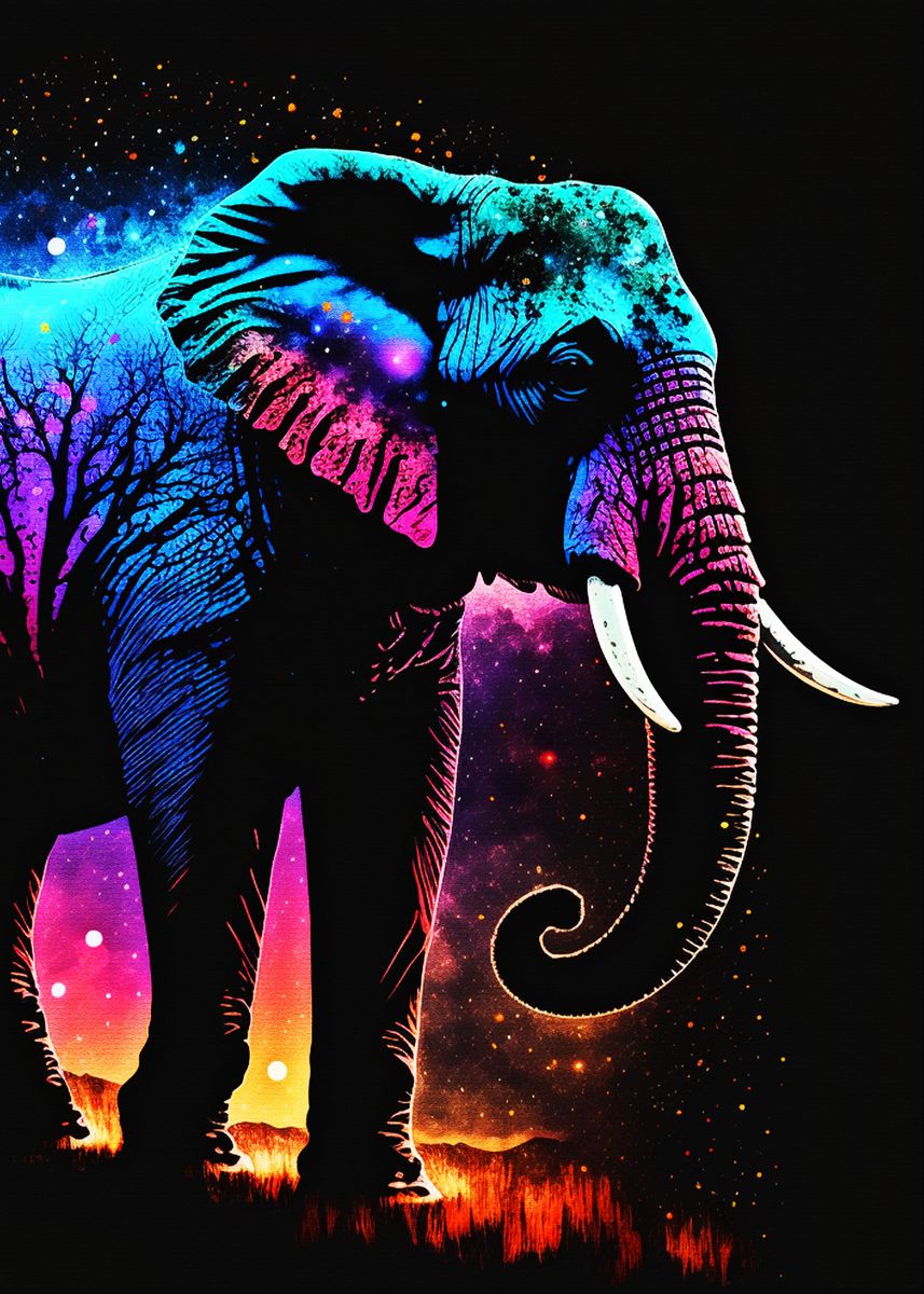 'Colorful Elephant' Poster, picture, metal print, paint by Muh Asdar ...