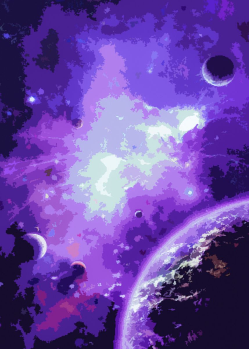 'Purple Space Galaxy Nebula' Poster, picture, metal print, paint by ...