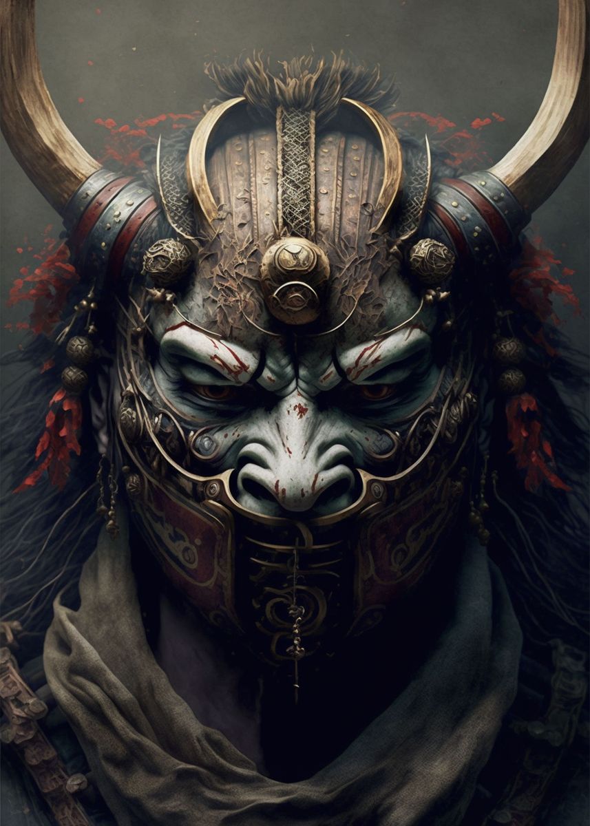 'Samurai Mask' Poster, picture, metal print, paint by BORISLAV DIMCHEV ...