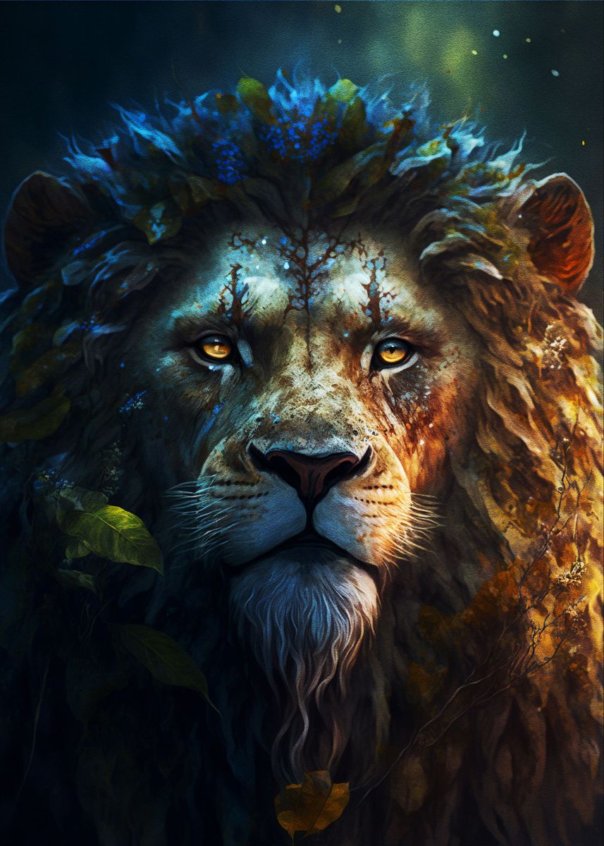 'Mythical Forest Lion' Poster, picture, metal print, paint by Fachrul ...