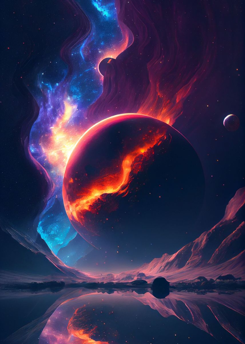 'Moon Dawn' Poster, picture, metal print, paint by intrepix | Displate