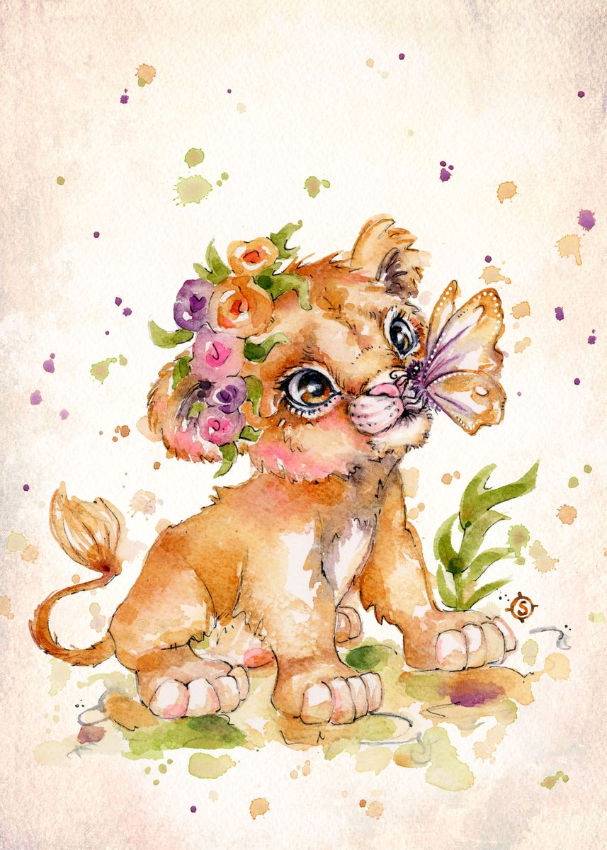 'Sweet Lioness' Poster by Sillier Than Sally | Displate