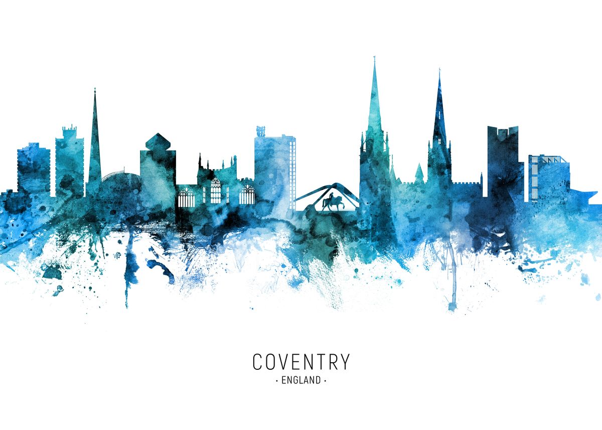 'Coventry Skyline England' Poster by Michael Tompsett | Displate