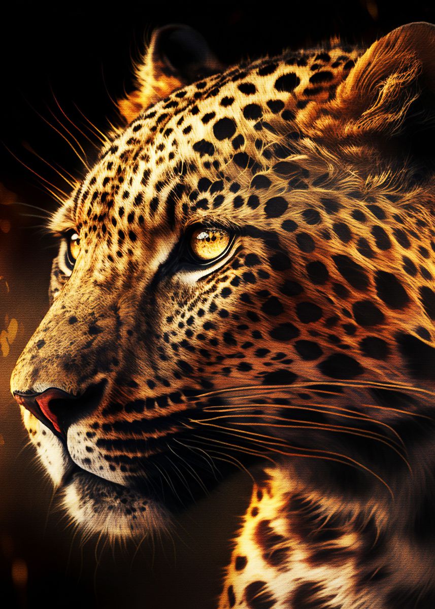 'Golden Leopard' Poster, picture, metal print, paint by Coffee Design ...