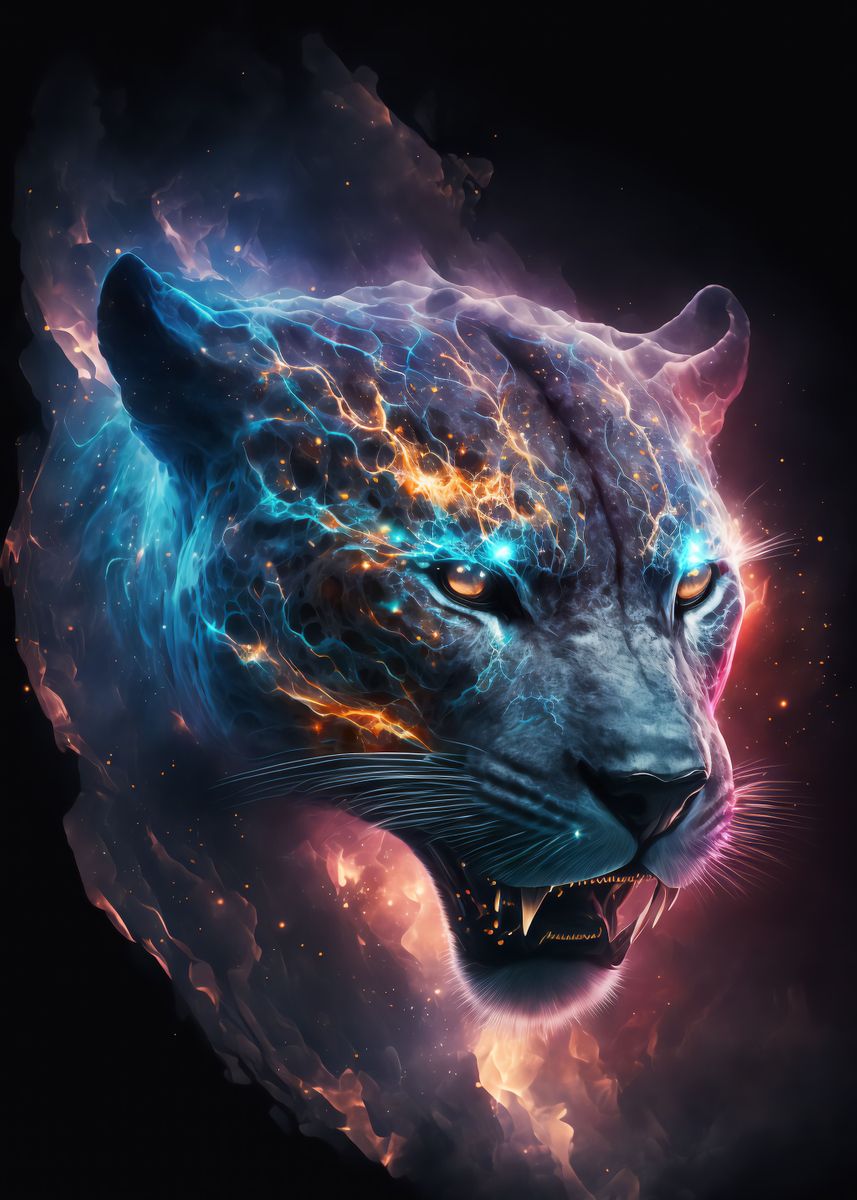 'Starry Stealth Panther' Poster, picture, metal print, paint by ...