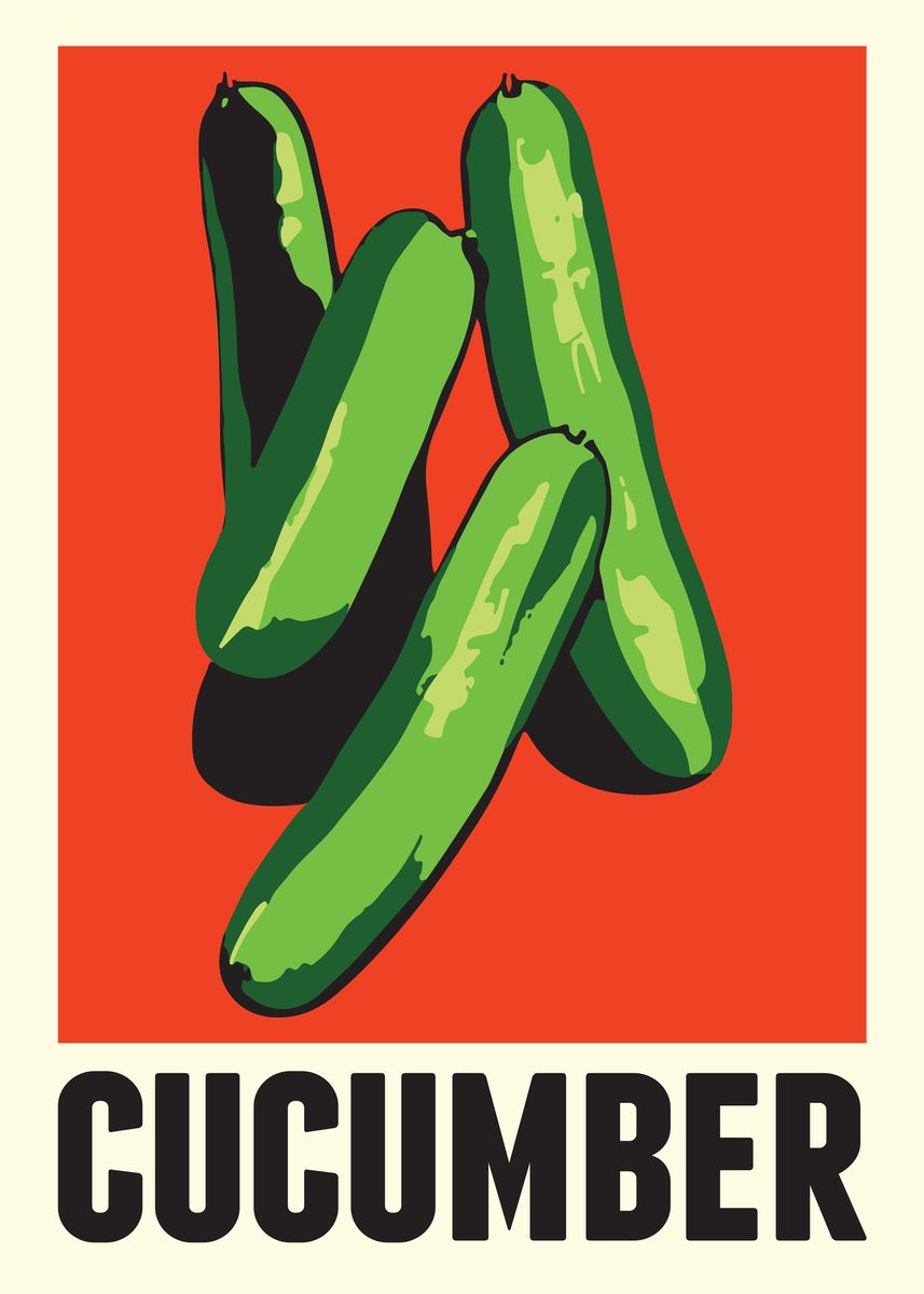 'Minimal Cucumber Poster' Poster, picture, metal print, paint by ...