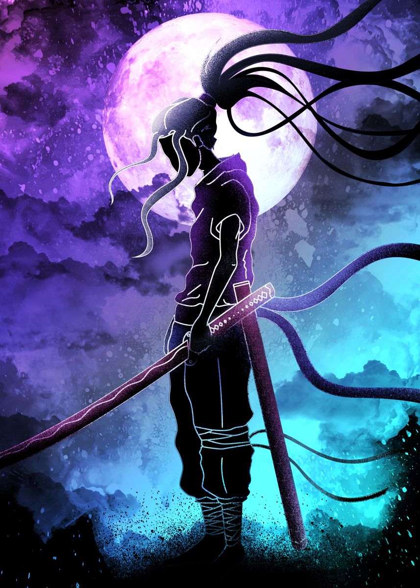 'Moonlight Samurai Soul' Poster, picture, metal print, paint by Donnie ...