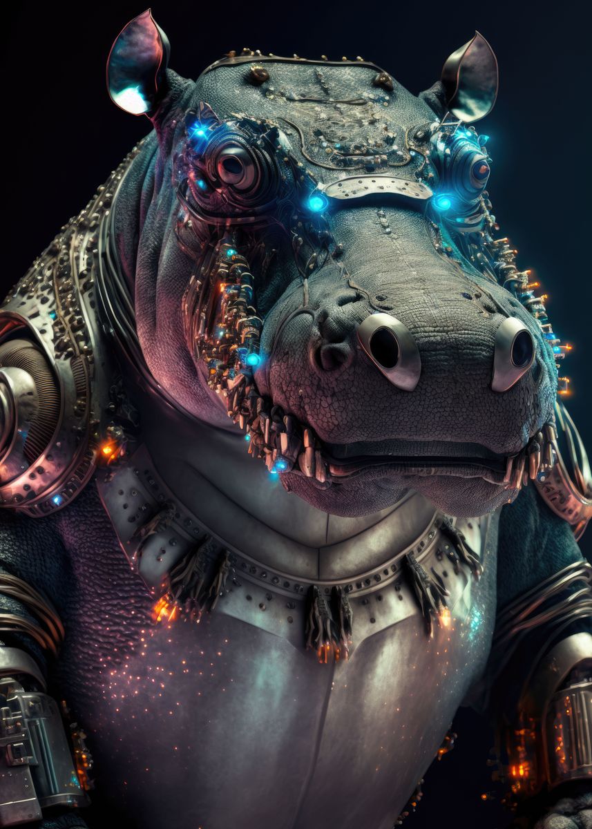 'Future Hippo' Poster, picture, metal print, paint by Sunrise Game ...