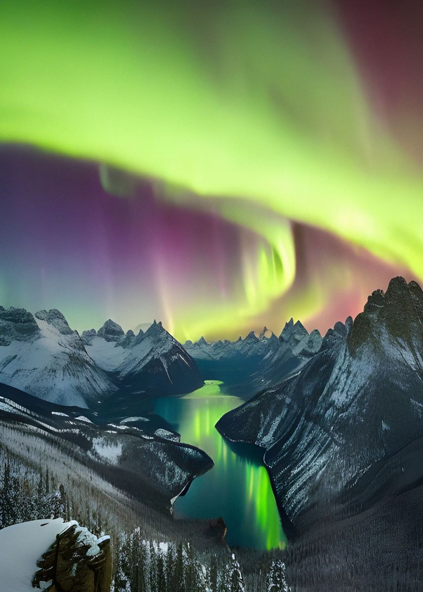 'Mountain Aurora' Poster, picture, metal print, paint by Martin Munoz ...