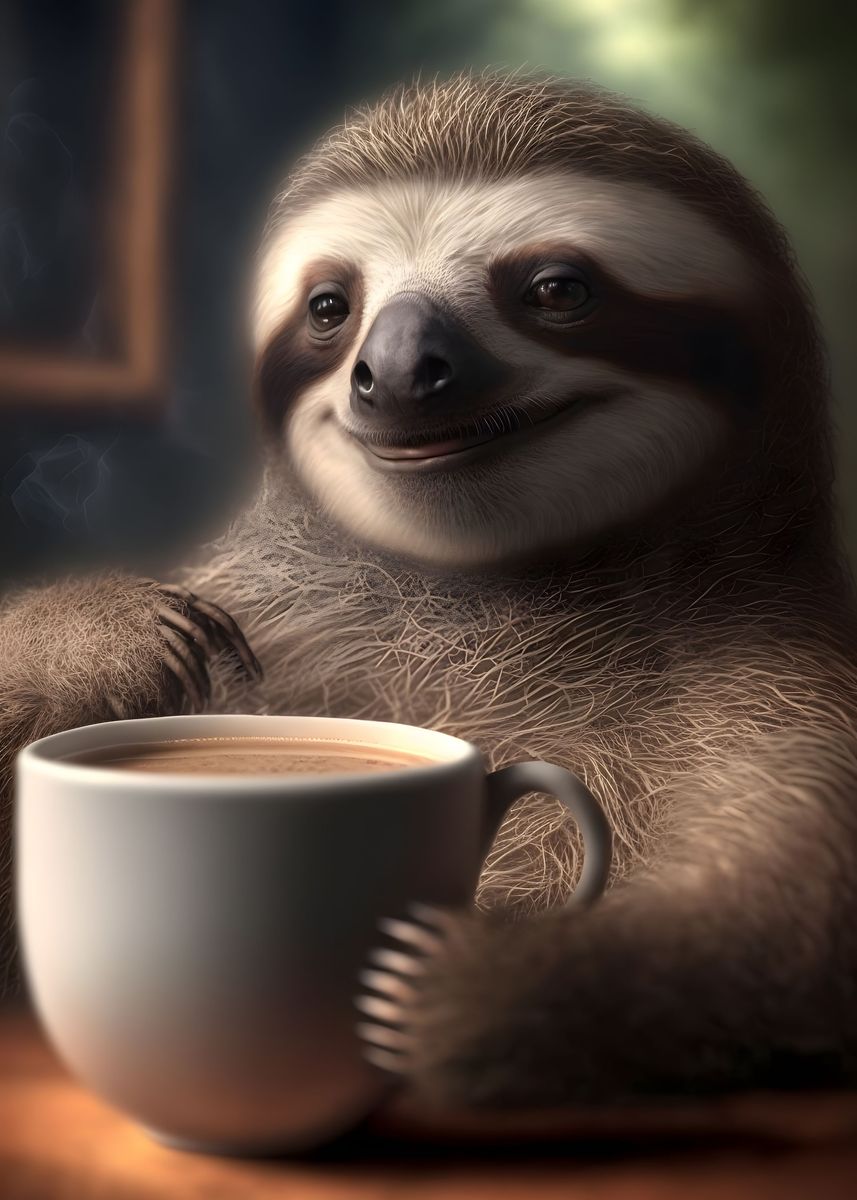 'Morning Sloth' Poster by David Godbehere | Displate