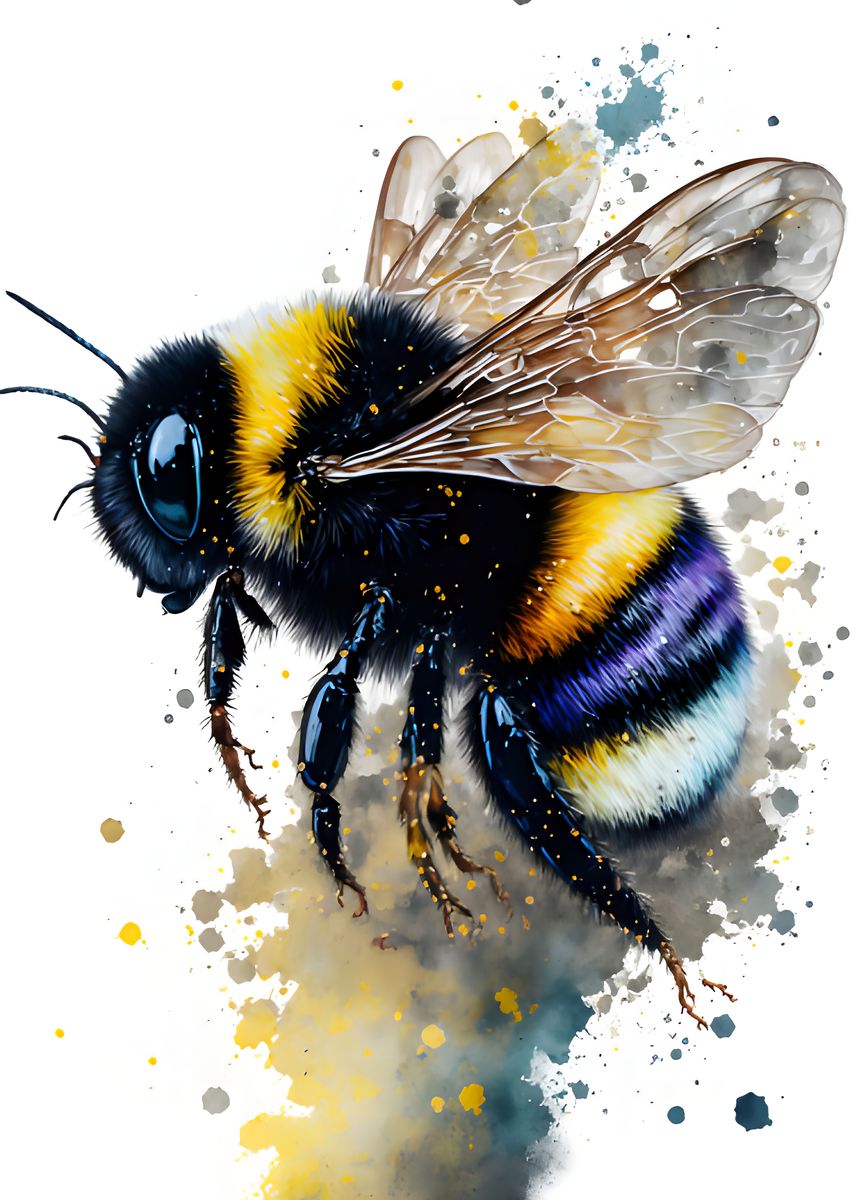 'Colourful Bee' Poster, picture, metal print, paint by Wolf Design ...