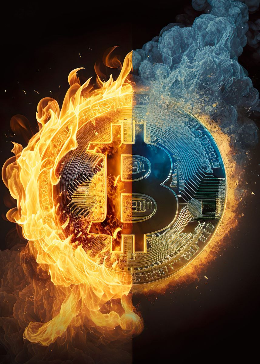 'Bitcoin flames' Poster, picture, metal print, paint by Marc Kunze ...