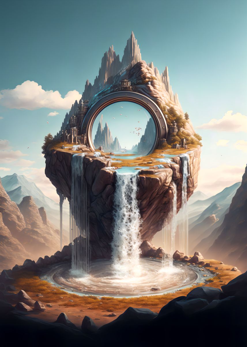 'Perpetual Waterfall IV' Poster, picture, metal print, paint by ...