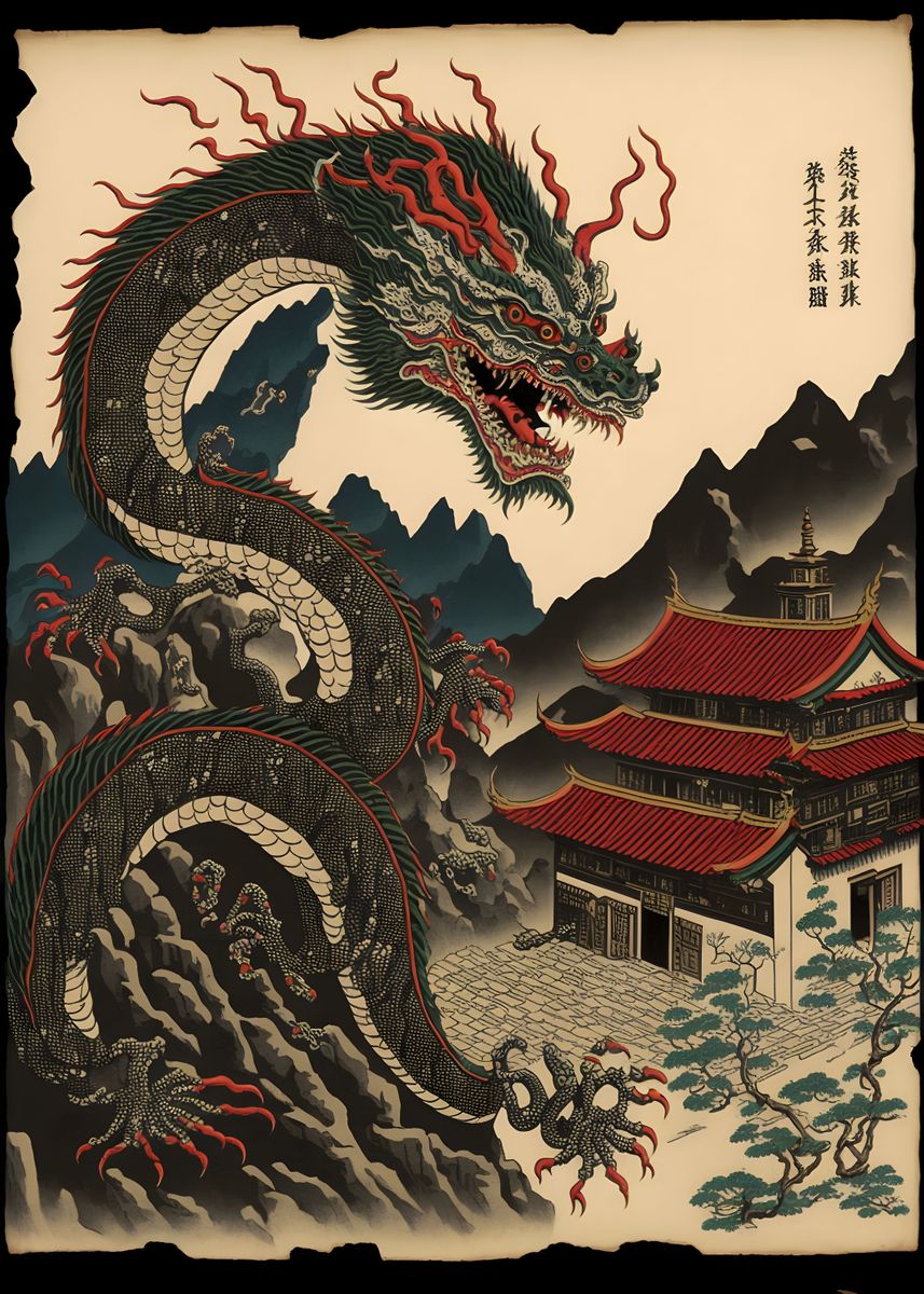 'Asian Dragon Attack' Poster, picture, metal print, paint by Marcelo ...