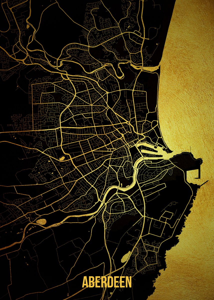 'Aberdeen gold map' Poster, picture, metal print, paint by Stefano ...