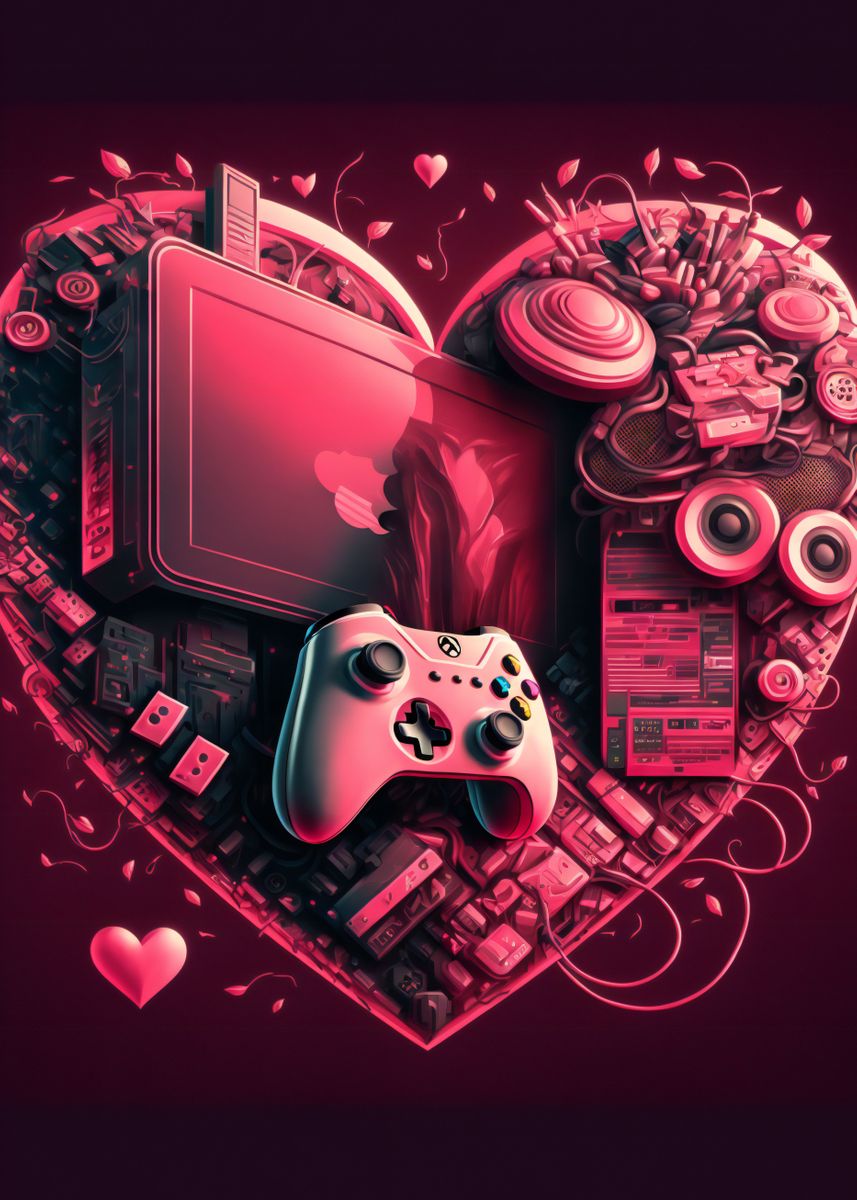 'Gamers heart' Poster, picture, metal print, paint by Symba | Displate
