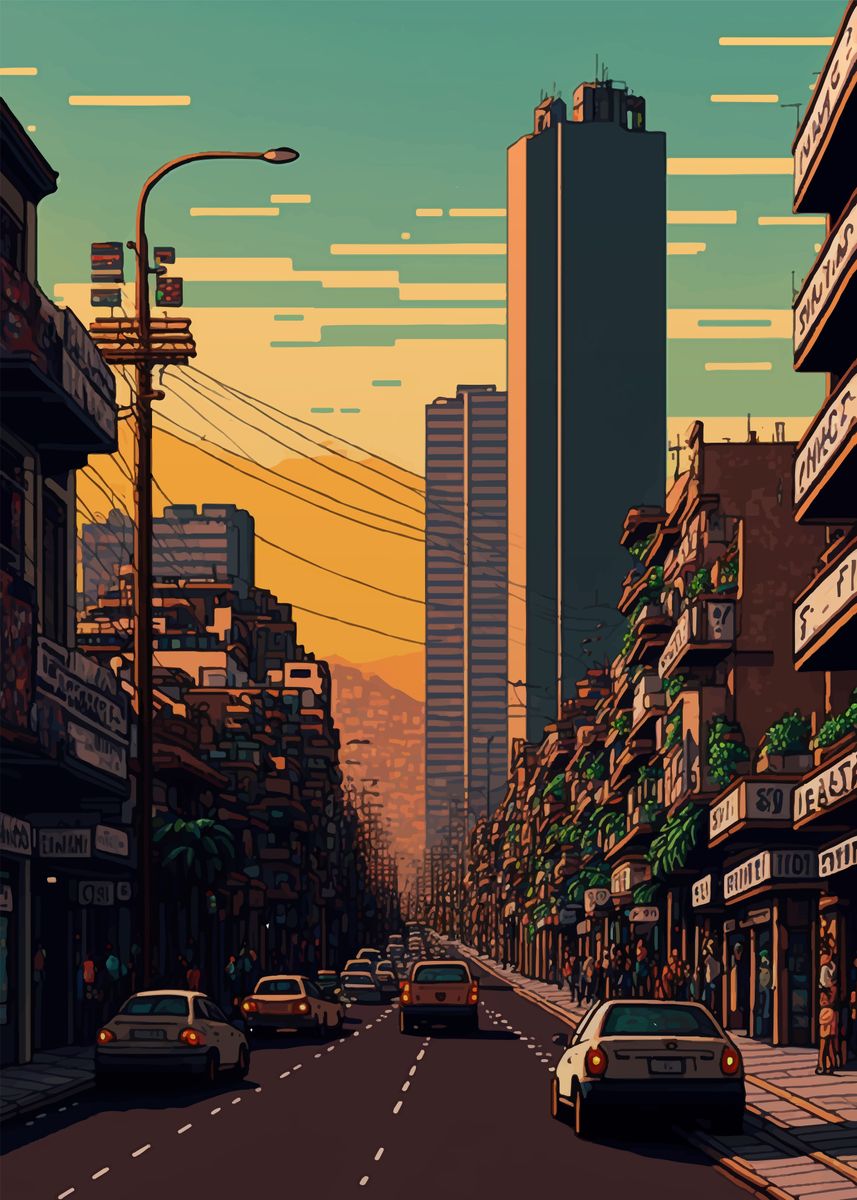 'Santiago Pixel art' Poster, picture, metal print, paint by M Art | Displate