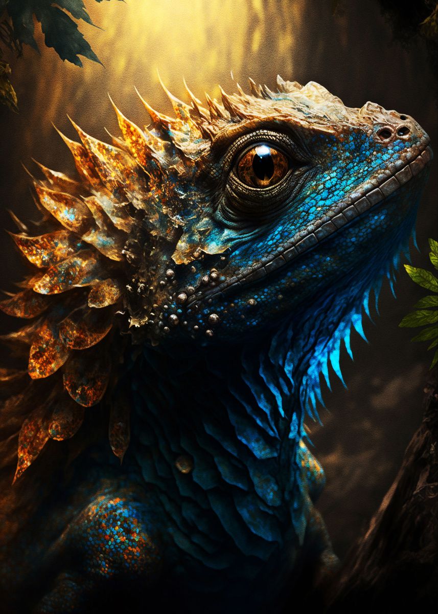 'Mythical Forest Lizard' Poster, picture, metal print, paint by Fachrul ...