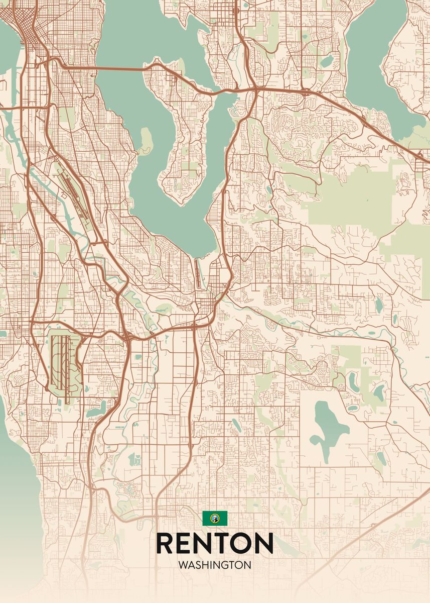 'Renton WA' Poster, picture, metal print, paint by IMR Designs | Displate