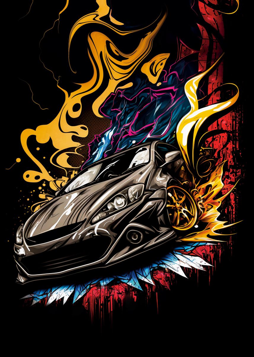'Graffiti Car 23' Poster, picture, metal print, paint by Holzkovic ...