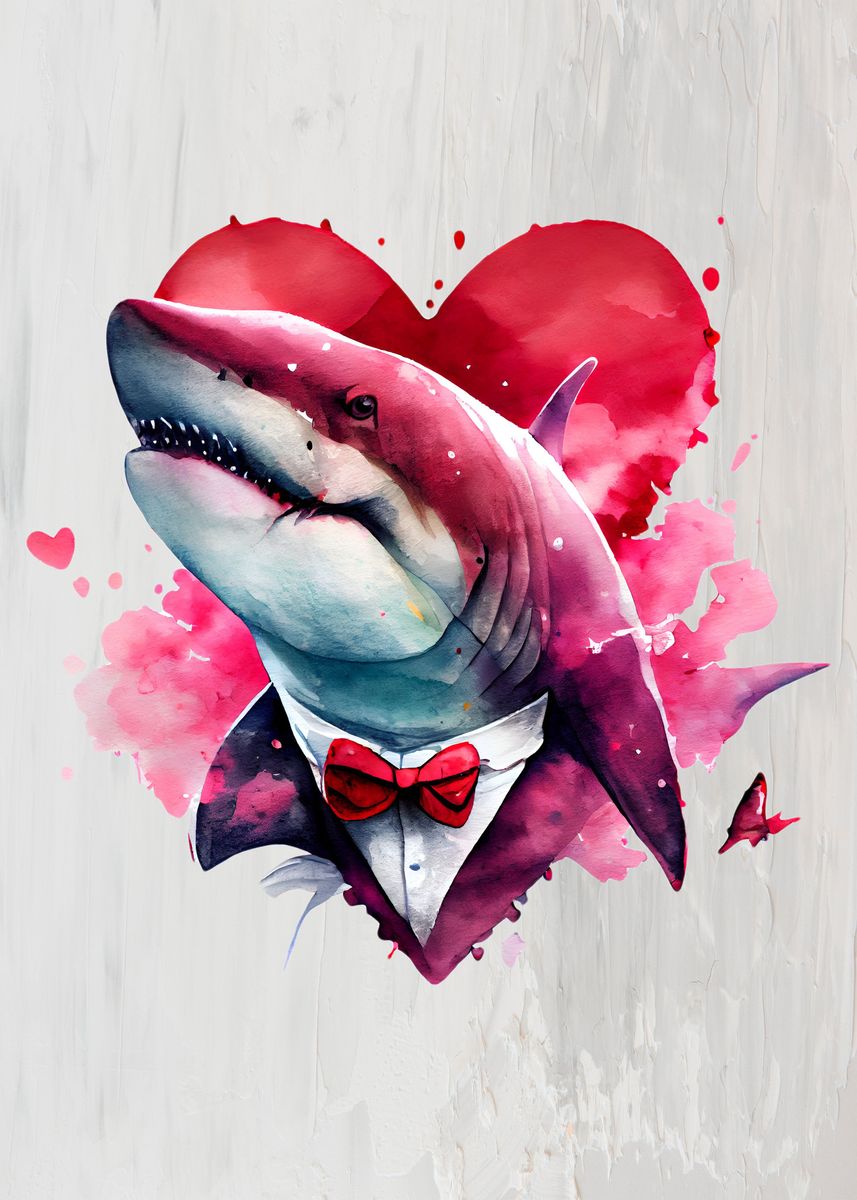 'Gangster Shark Funny' Poster, picture, metal print, paint by Ali Ch ...