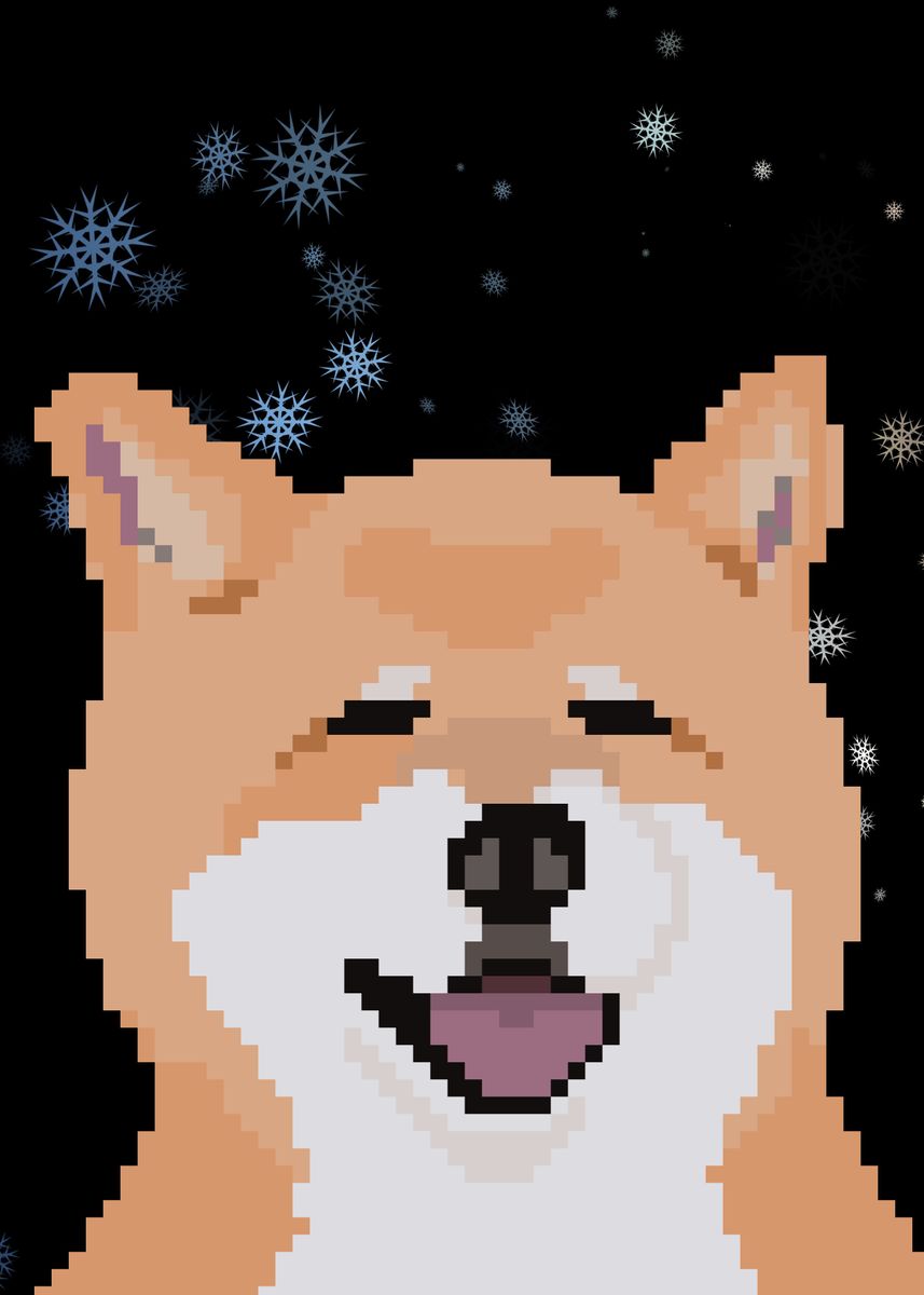 'Shiba Inu Pixel 4' Poster, picture, metal print, paint by wagnerps ...