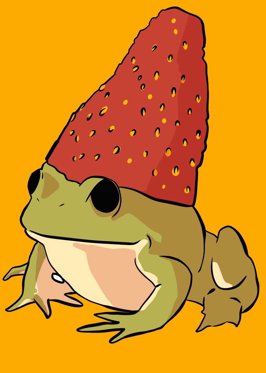 'frog strawberry hat' Poster, picture, metal print, paint by hafis ...