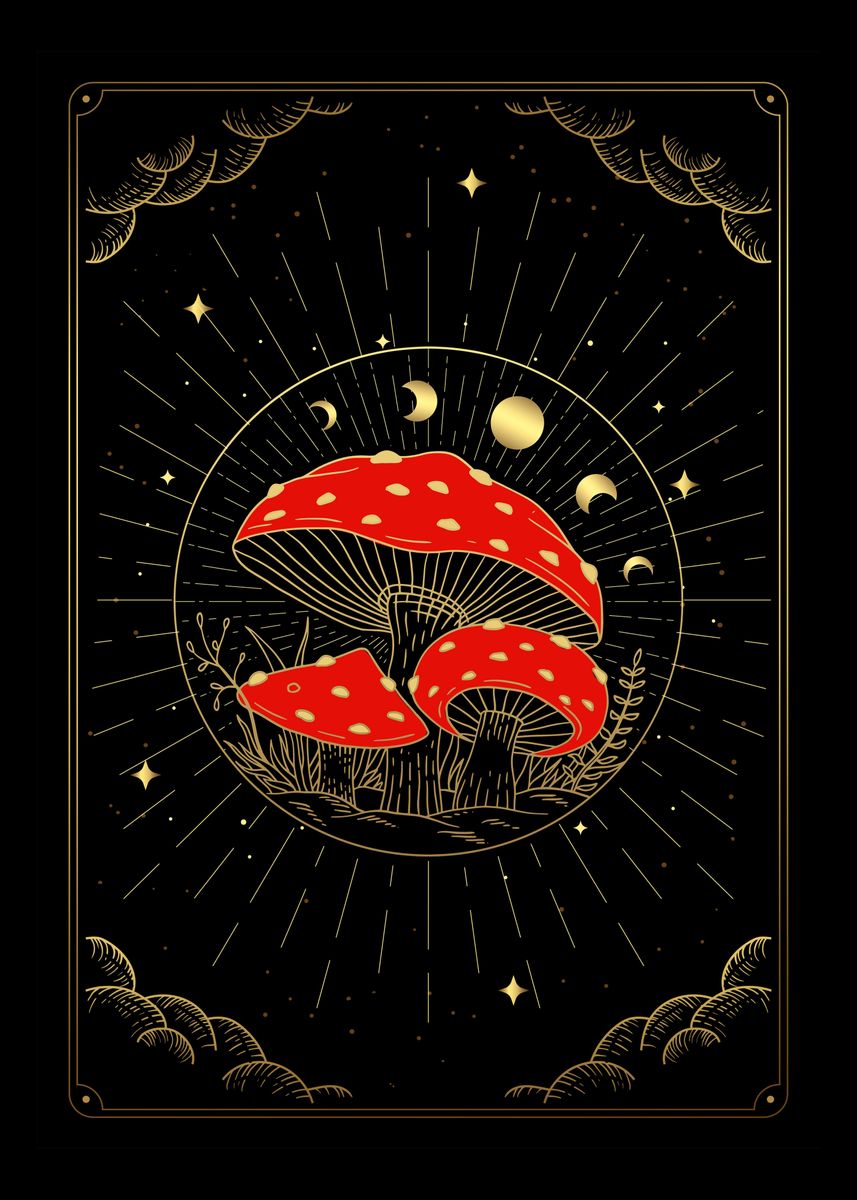 'Tarot the moon toadstools' Poster, picture, metal print, paint by ...