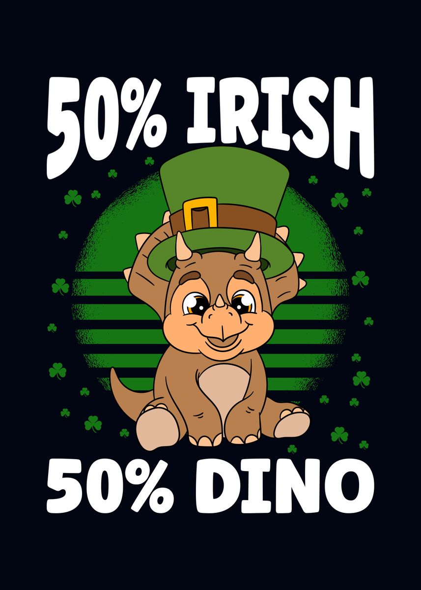 'Dinosaur St Patricks Day' Poster, picture, metal print, paint by MzumO ...