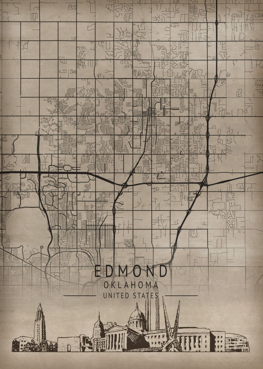 'Edmond Oklahoma ' Poster, picture, metal print, paint by XandYart ...