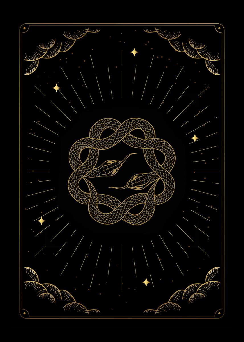 'Tarot two snakes' Poster, picture, metal print, paint by Michael ...