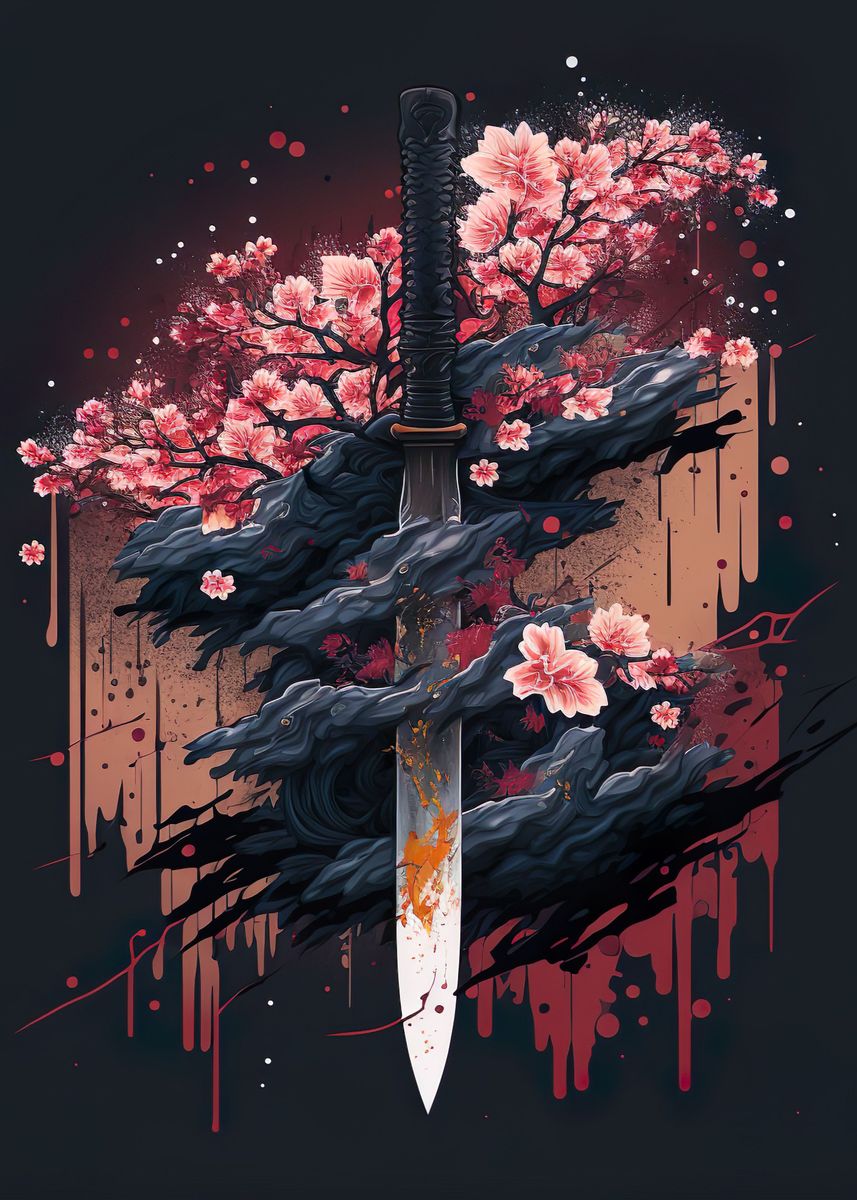 'Lotus Katana' Poster, picture, metal print, paint by TESSERACT 07 ...