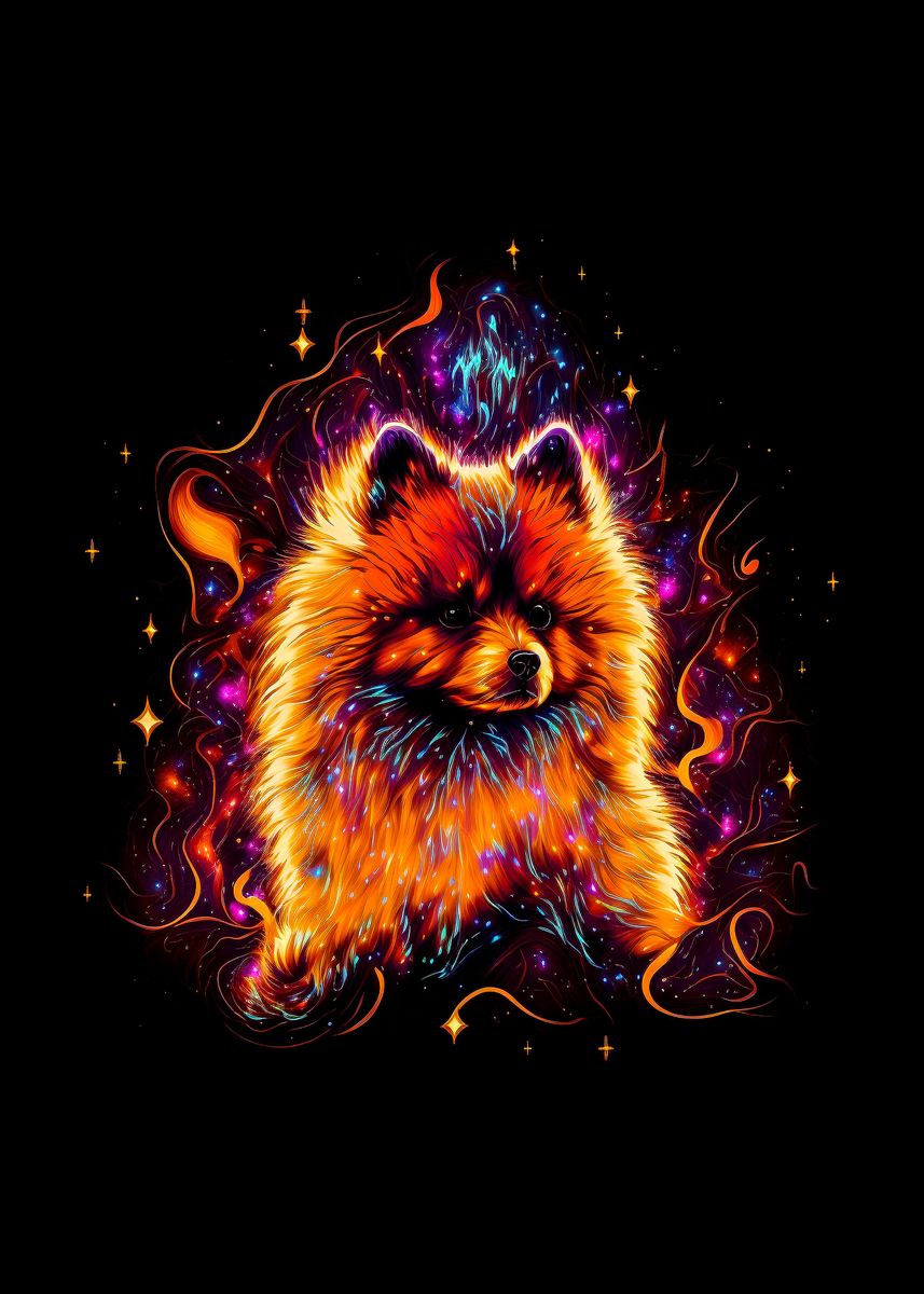 'Fire Elemental Pomeranian' Poster, picture, metal print, paint by Gyo ...