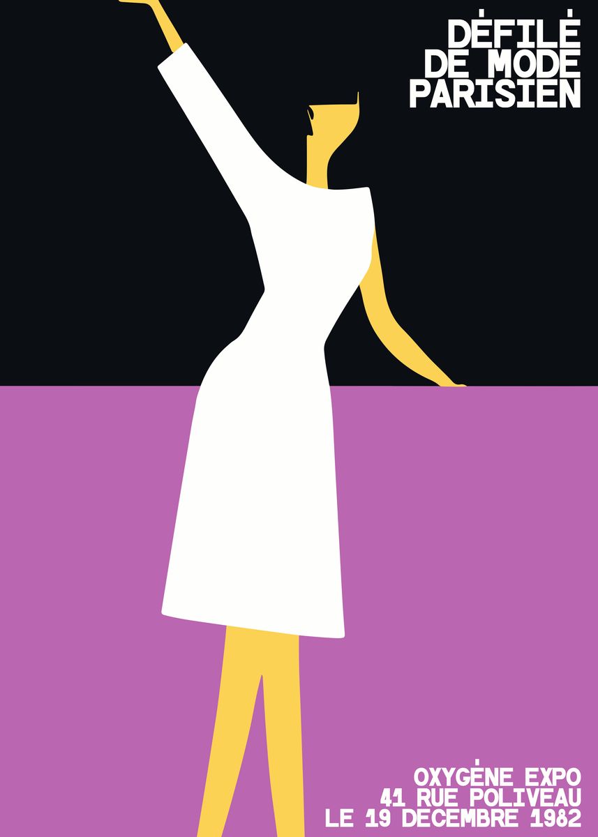 'Paris Fashion Show Poster' Poster, picture, metal print, paint by BluePinkPanther | Displate