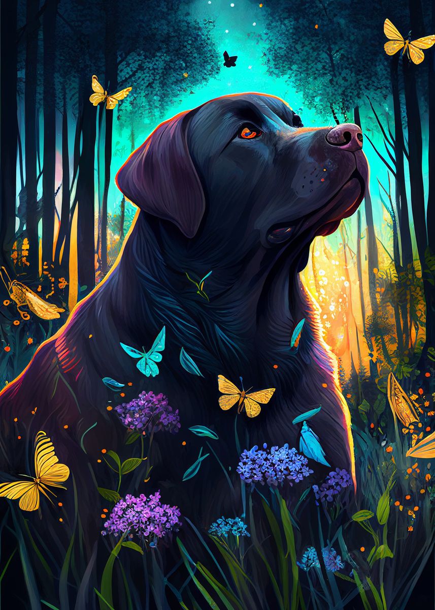 'Labrador Forest' Poster, picture, metal print, paint by DecoyDesign ...