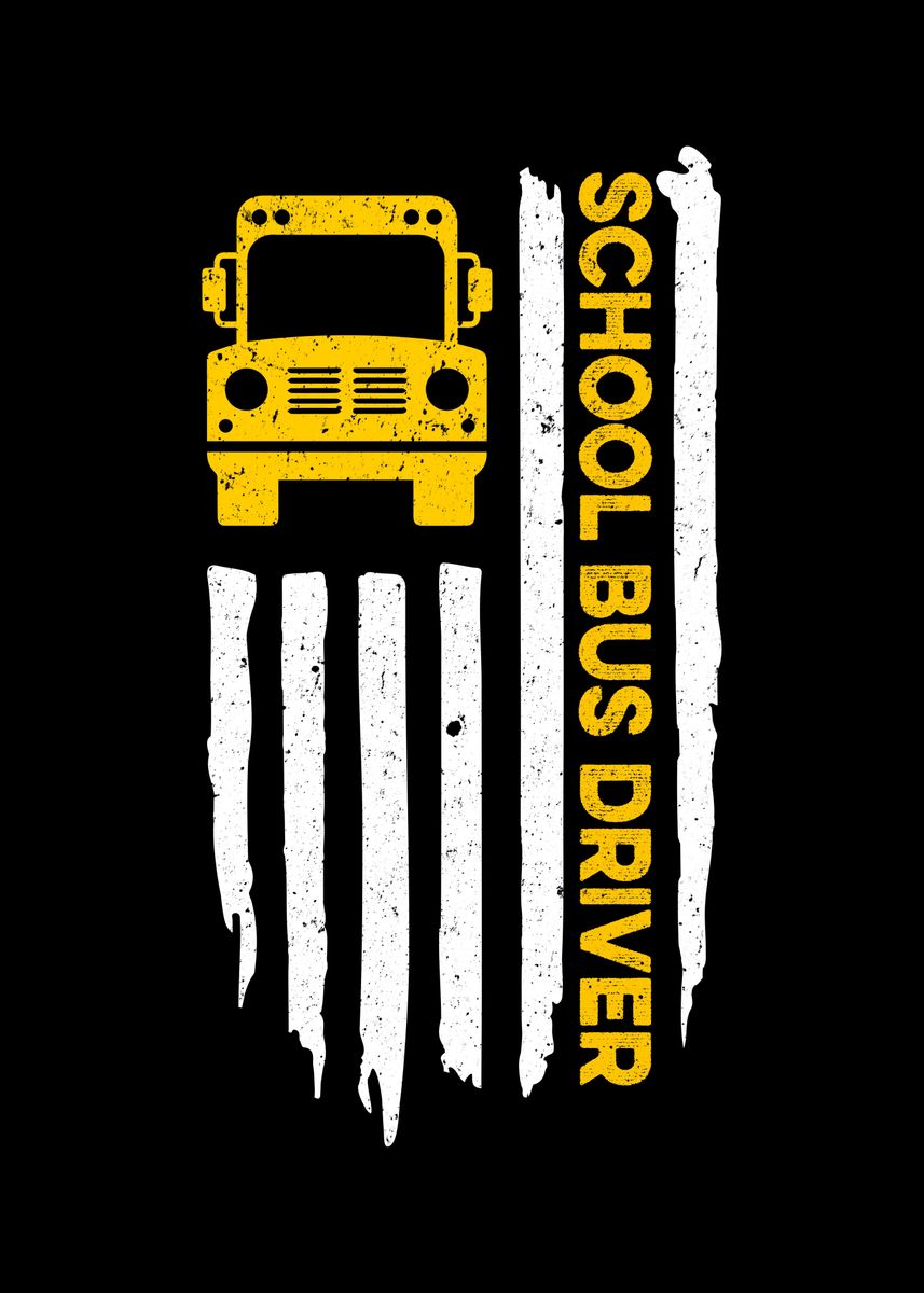 'Vintage School Bus Driver' Poster, picture, metal print, paint by ...
